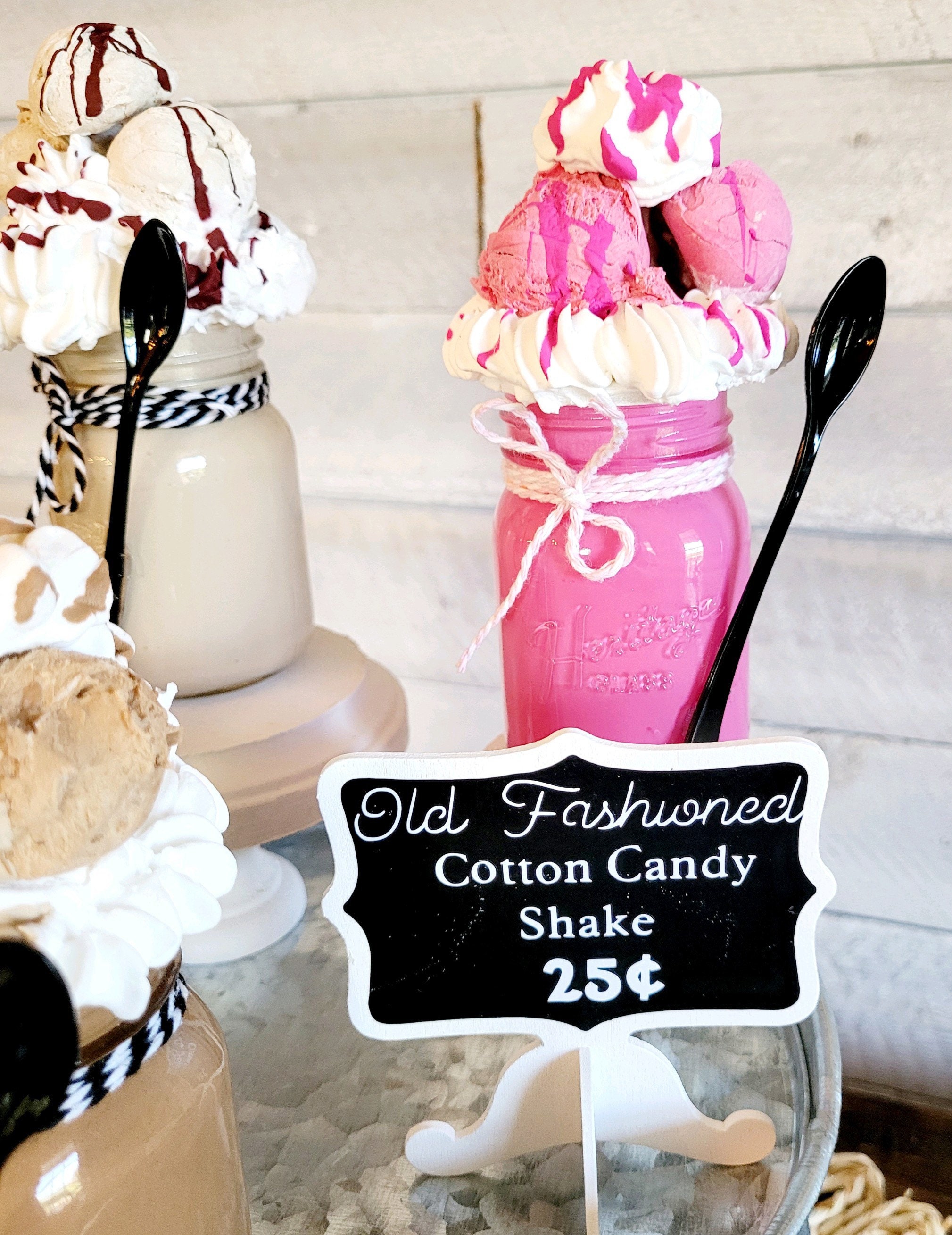 Mini Faux Milkshake Tiered Tray Decorfaux Ice Cream Milkshakefake Mini ...