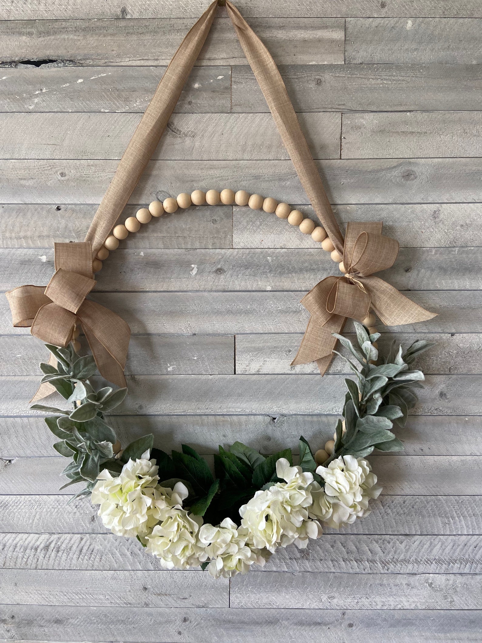Wood Bead Spring Wreath 24 Wood Bead Wreath Rustic Spring - Etsy