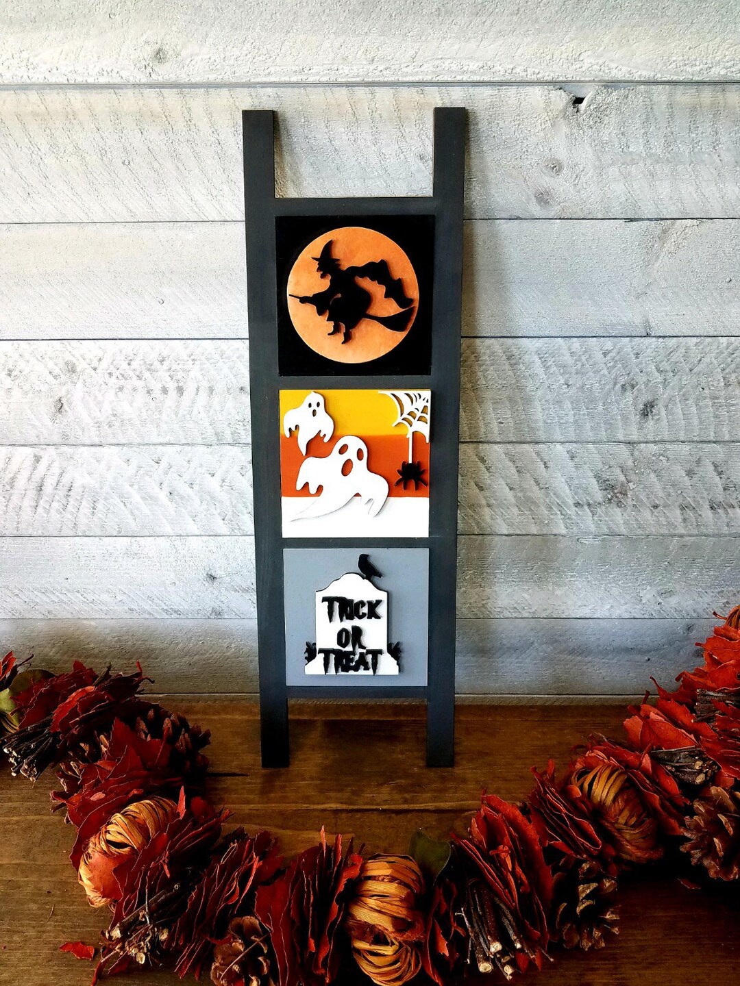 Halloween Wood Ladder Fall Wood Ladder Thanksgiving Halloween Decor ...