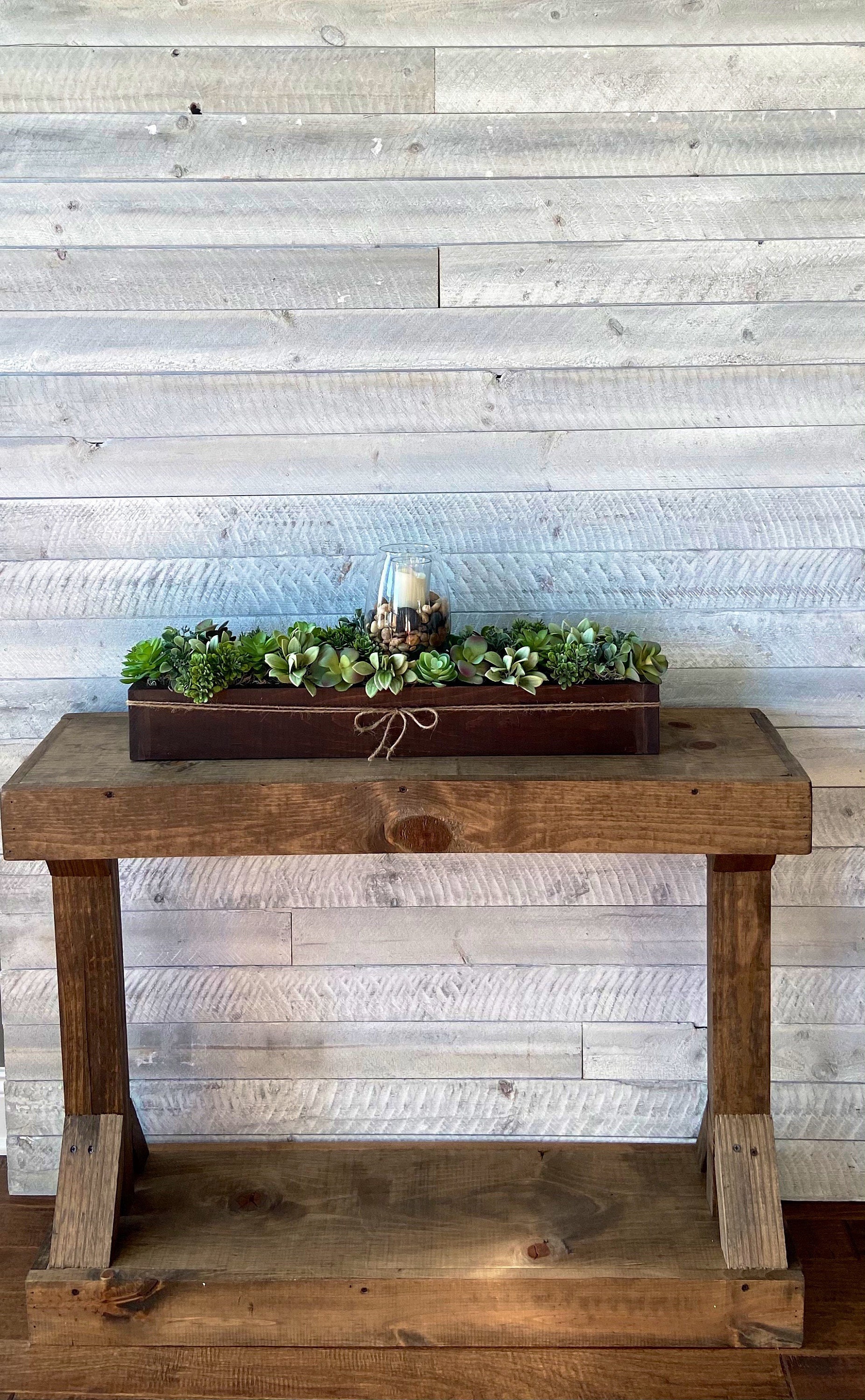 Farmhouse style long 25 Spring table arrangement in wood | Etsy