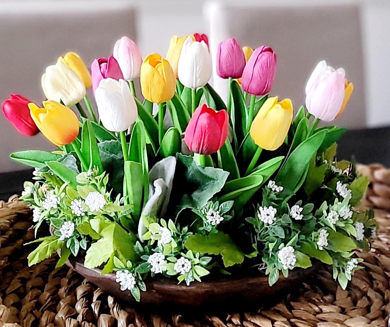 Tulip Centerpiece Dining Room Table Round Arrangement Gift for Mom Gift ...