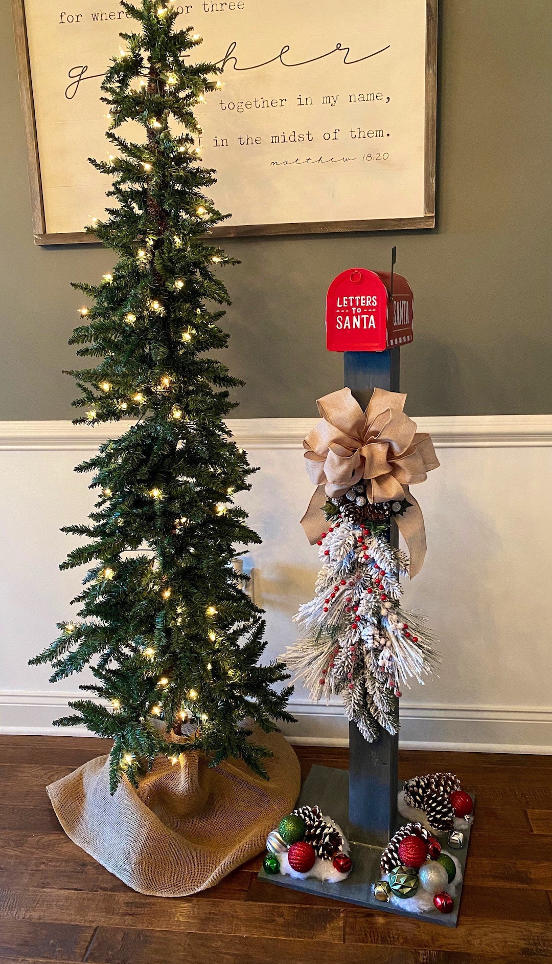 Letters to Santa Mailbox Life Size 48” Handmade Solid Wood Santa ...