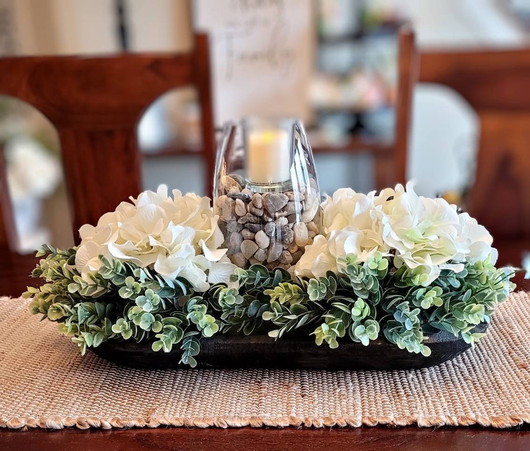 Hydrangea Arrangement Farmhouse Hydrangea Centerpiece Dining Table ...