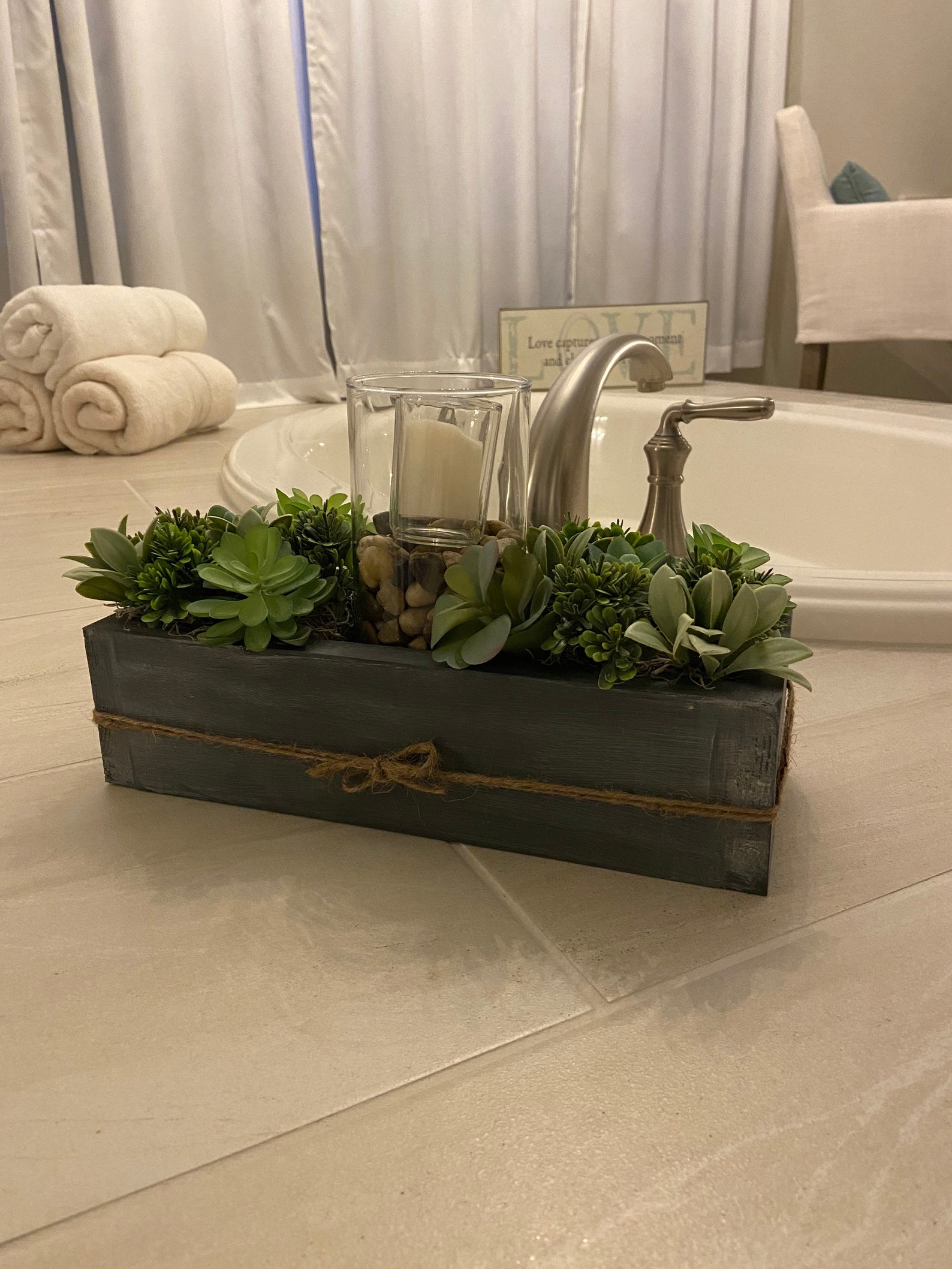 Farmhouse Spring Succulents arrangement in 13 wood | Etsy