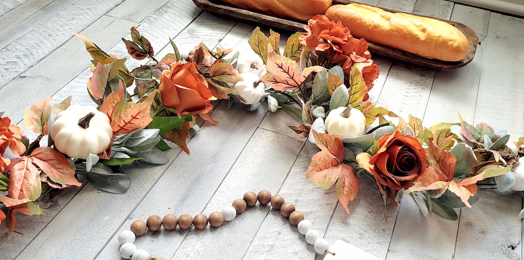 Fall Garland Mantel Fall Tablescape Fall Table Decor Autumn Leaves ...