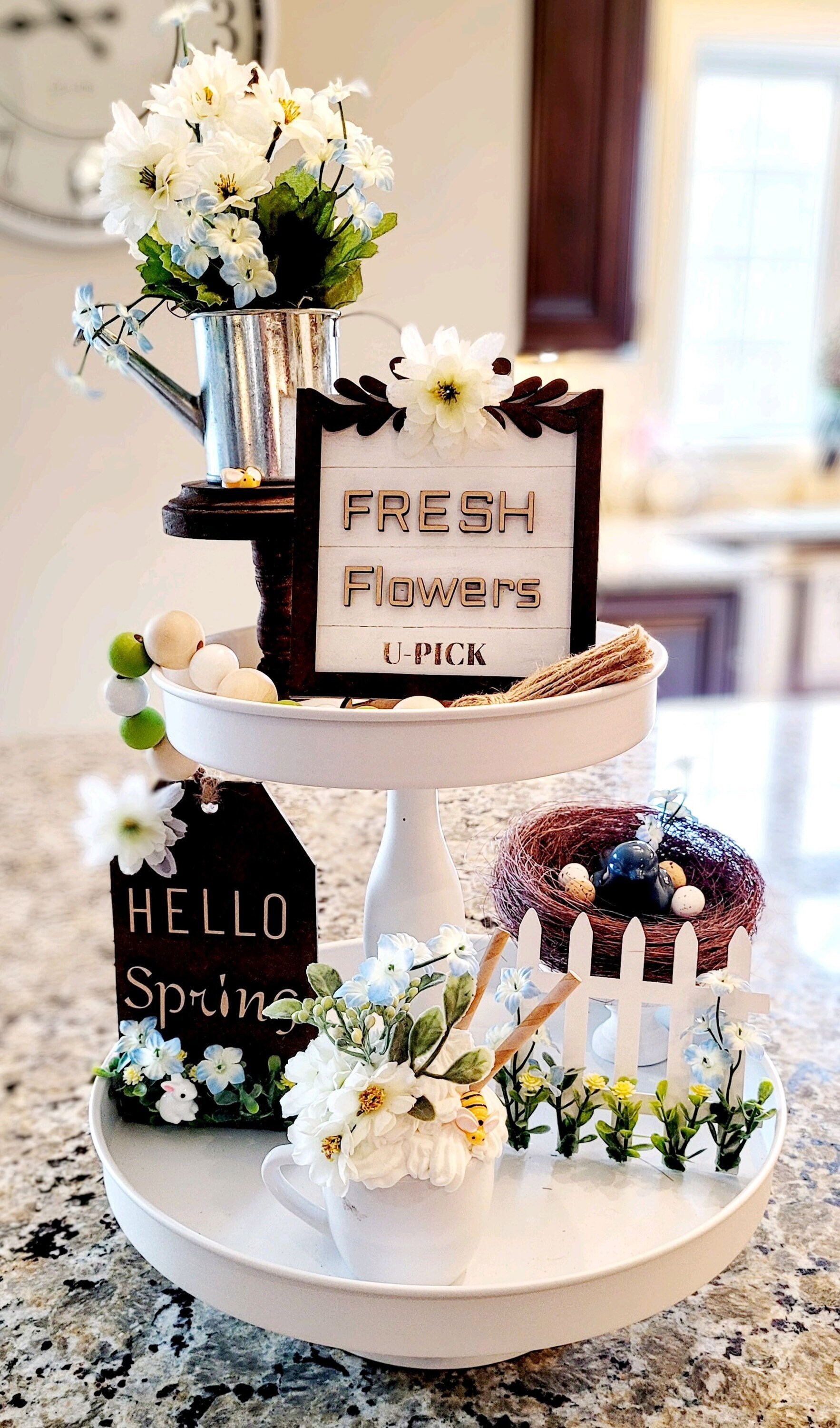 Spring Tiered Tray Personalized Spring Decorflower Tiered Trayfresh ...
