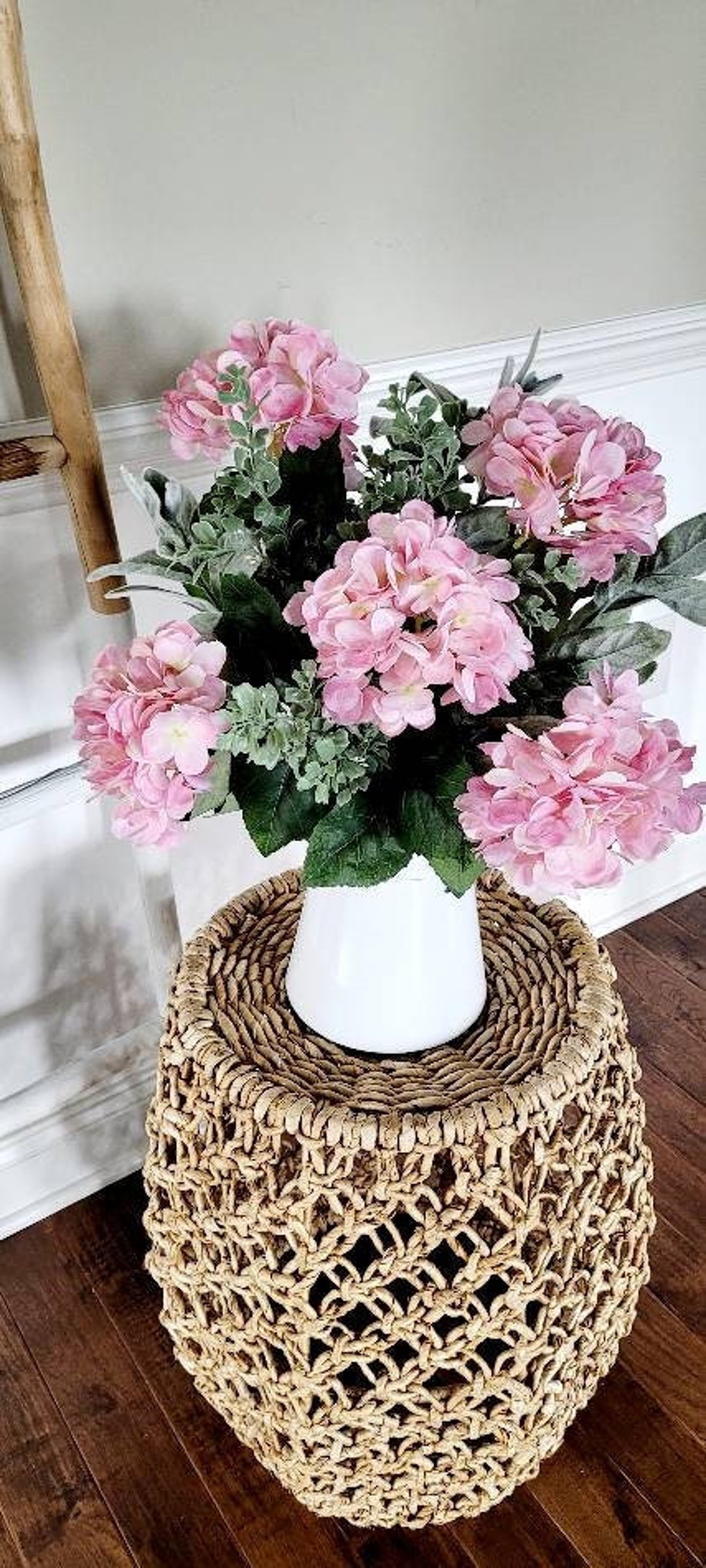 Faux Hydrangea Arrangement Dining Table Hydrangea Centerpiece Pink ...