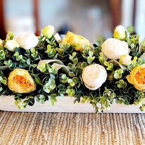 Spring Floral Dough Bowl Arrangement Colorful Flowers Dining Table Home ...