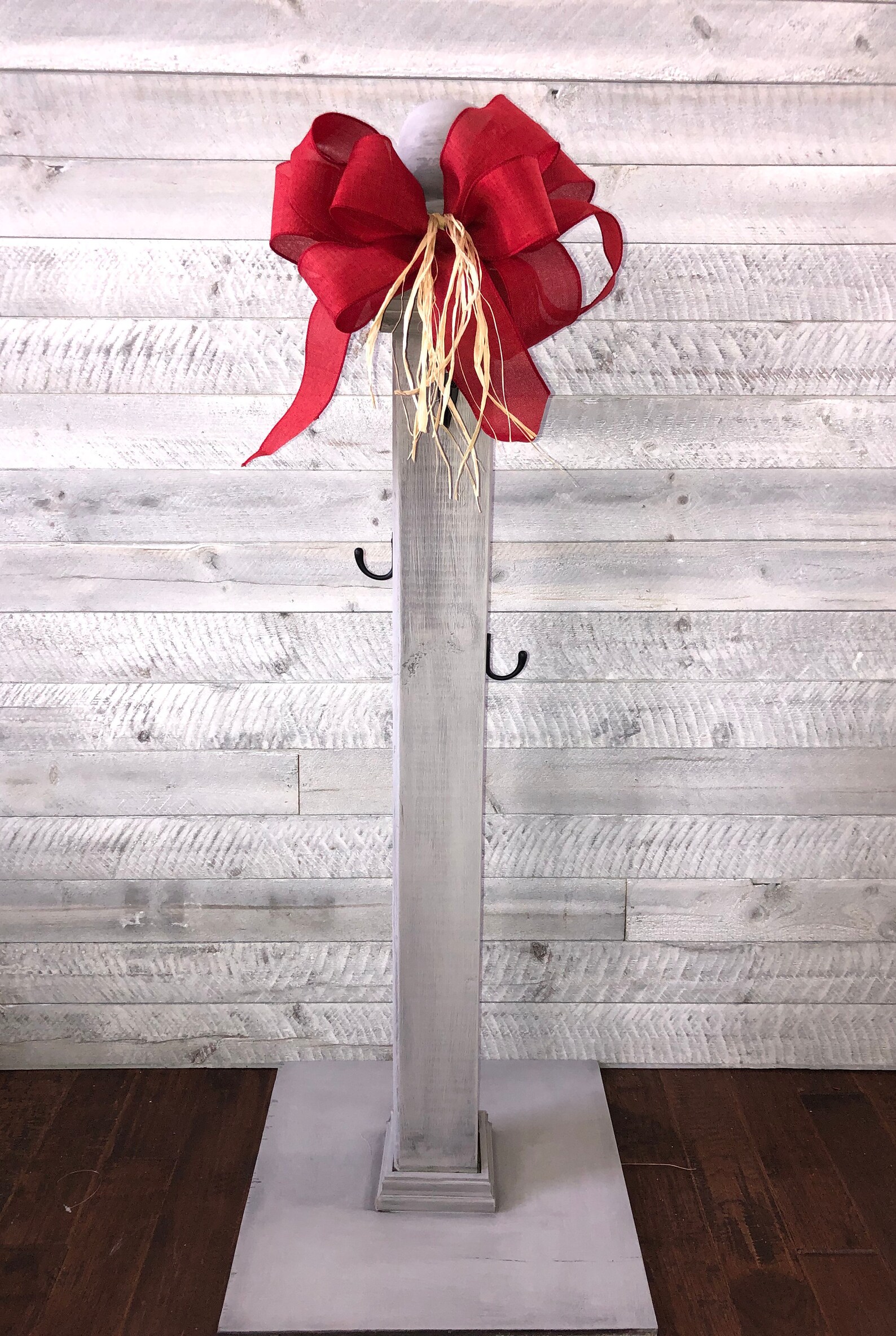 Christmas Stocking Holder Wood Post With Hooks Farmhouse - Etsy