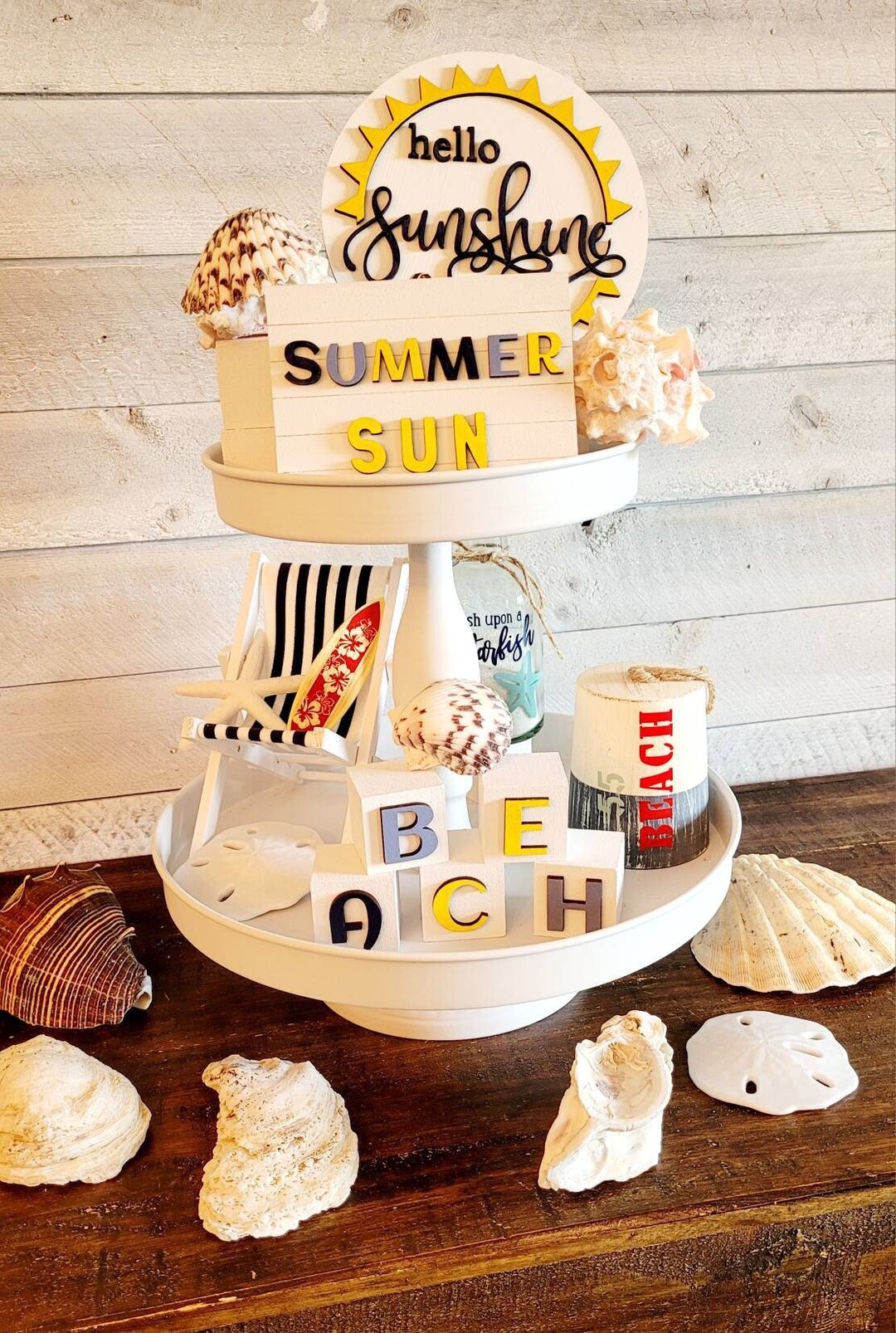 Beach Tier Tray Summer Tier Decor Beach Chair Summer Wood Sign Beach ...