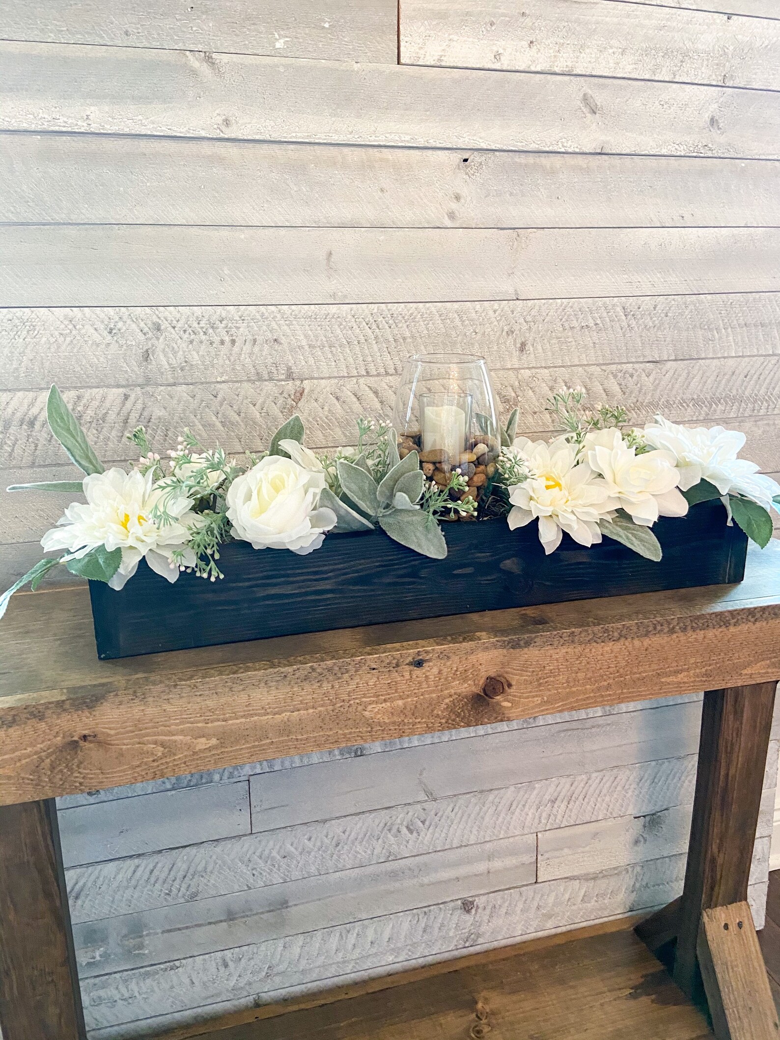 Farmhouse Style Long 25 Spring Table Arrangement in Wood - Etsy
