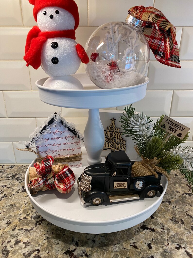 Christmas Tiered Tray Decor Farm Fresh Trees Tray Kit - Etsy