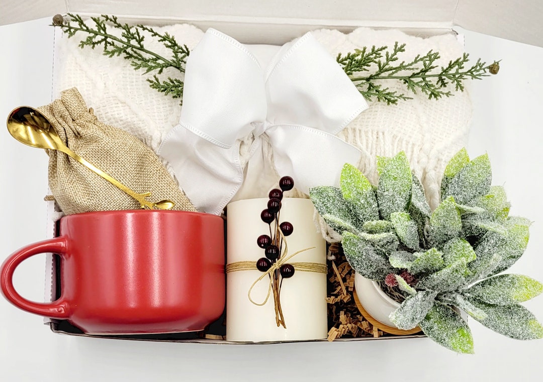 White Christmas Gift Basket Red Holiday Decorations Christmas Care ...