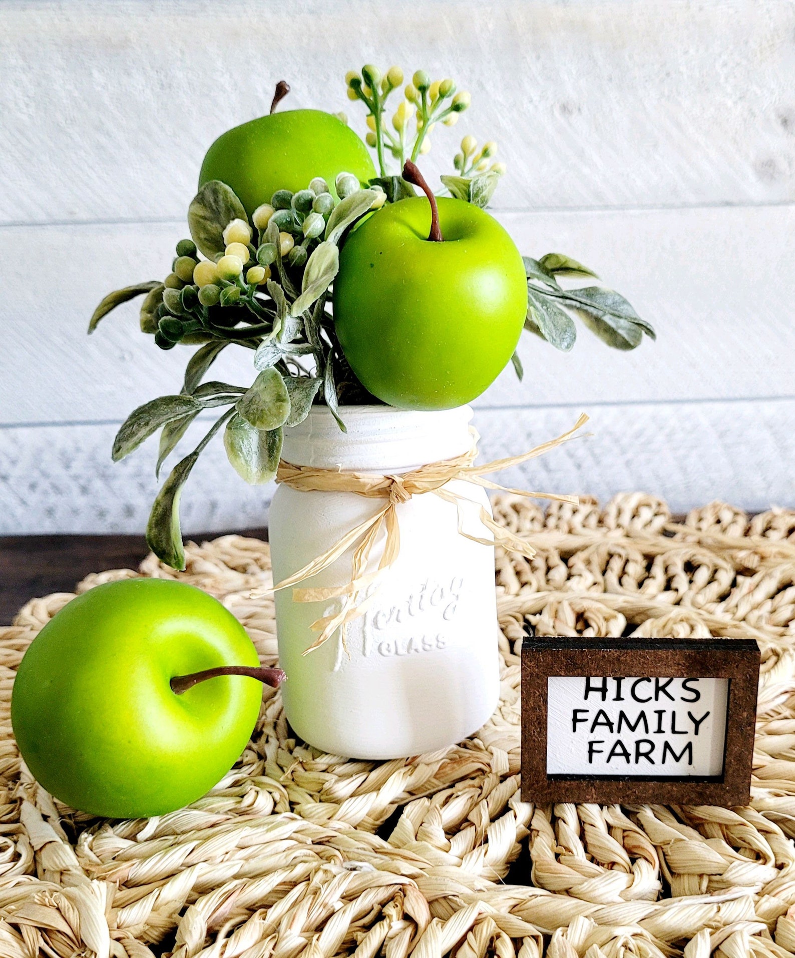 Mini Green Apple Decor Mason Jar Tiered Tray Mini Apples Tier Tray Fake ...