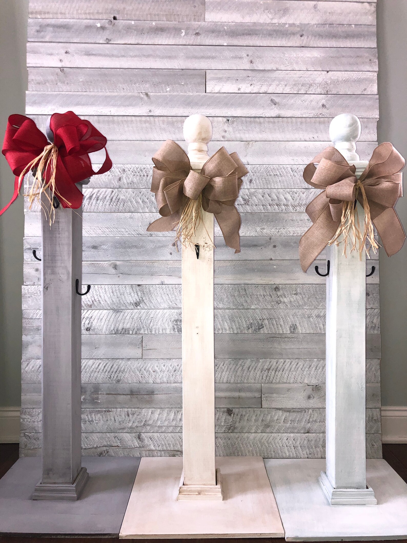Christmas Stocking Holder Wood Post With Hooks Farmhouse - Etsy