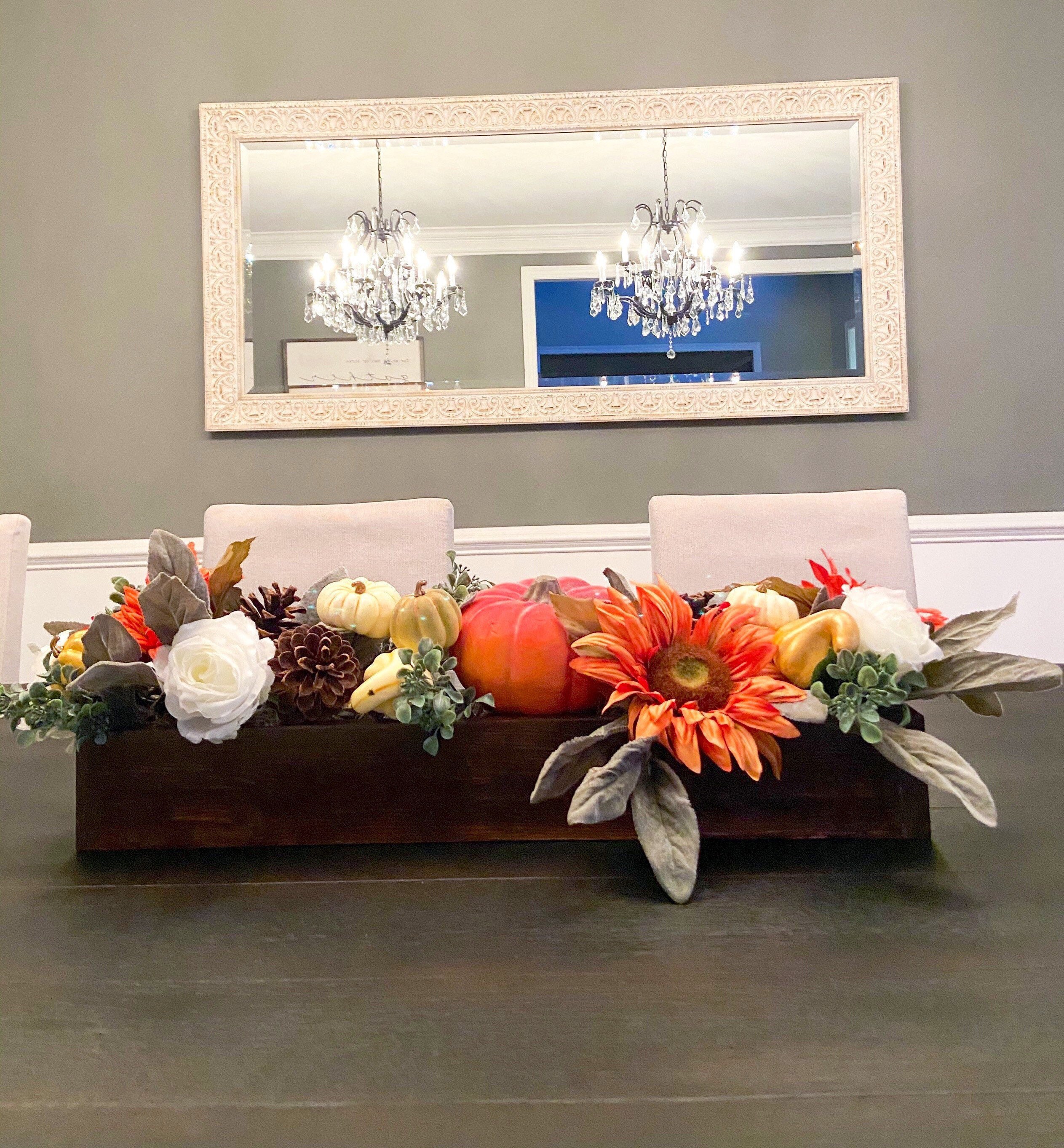 Fall Pumpkins Arrangement in 25 long wood planter box fall | Etsy