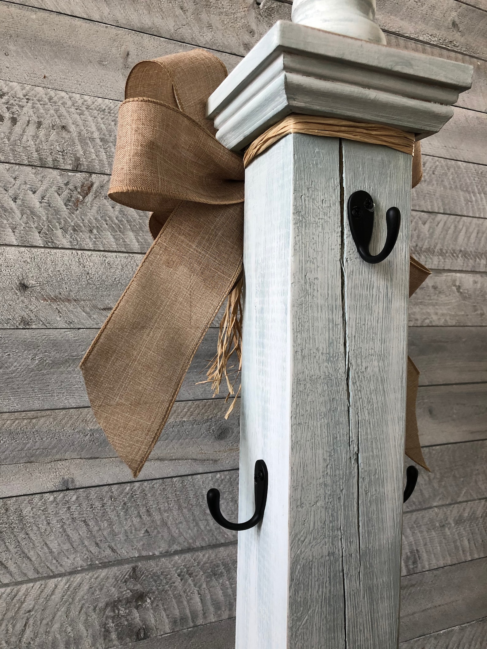Christmas Stocking Holder Wood Post With Hooks Farmhouse - Etsy