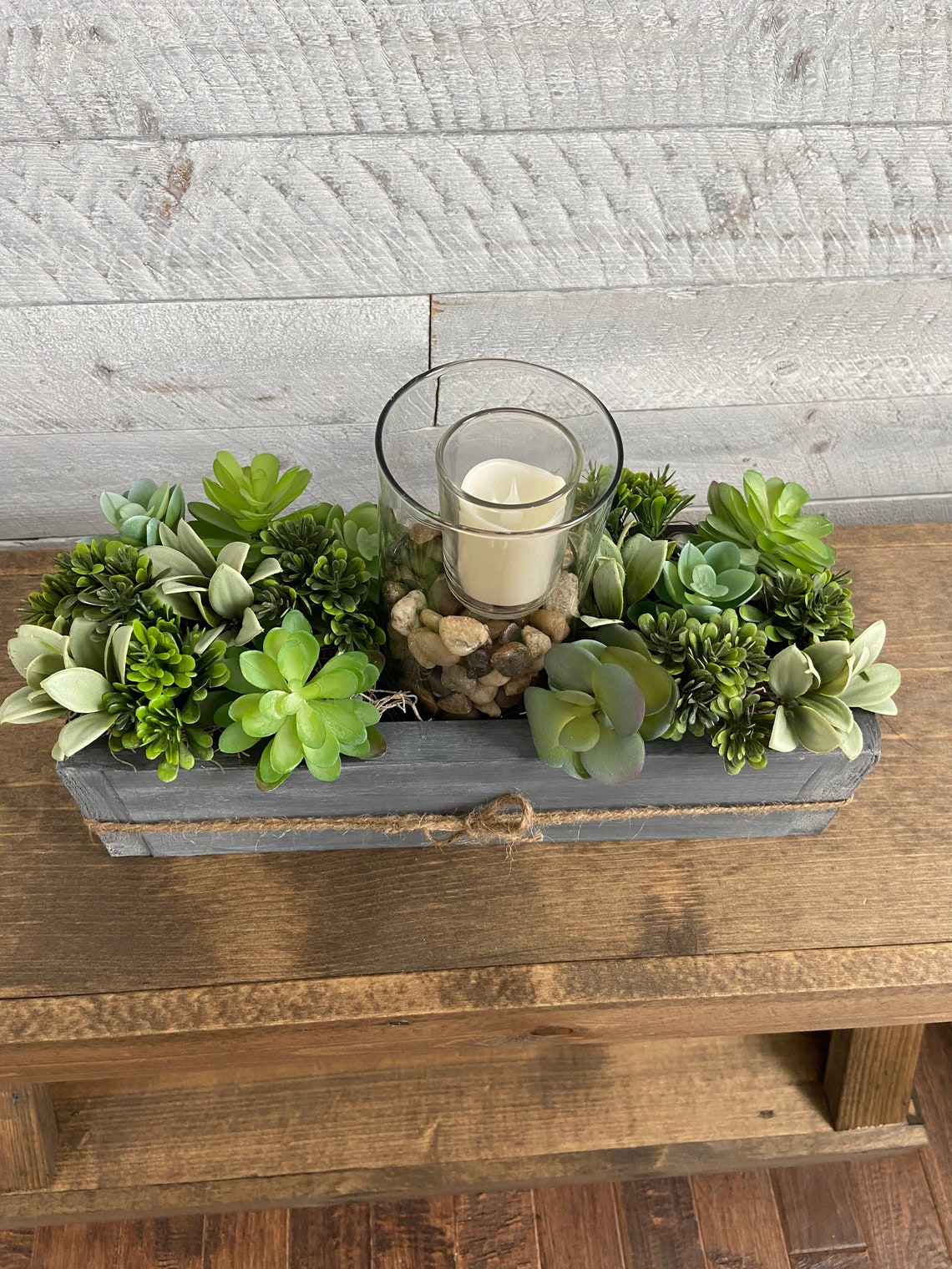 Farmhouse Spring Succulents arrangement in 13 wood | Etsy
