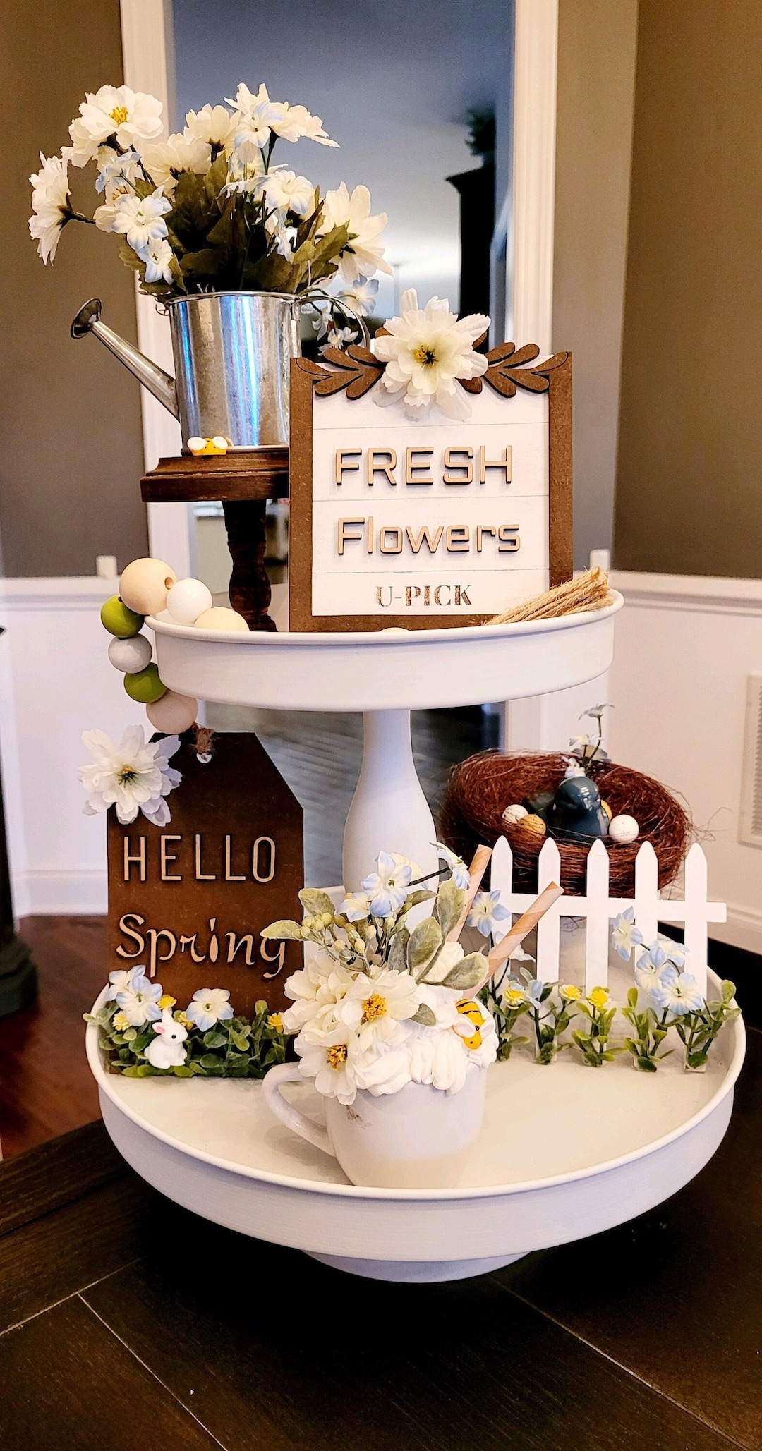 Spring Tiered Tray Personalized Spring Decorflower Tiered Trayfresh ...