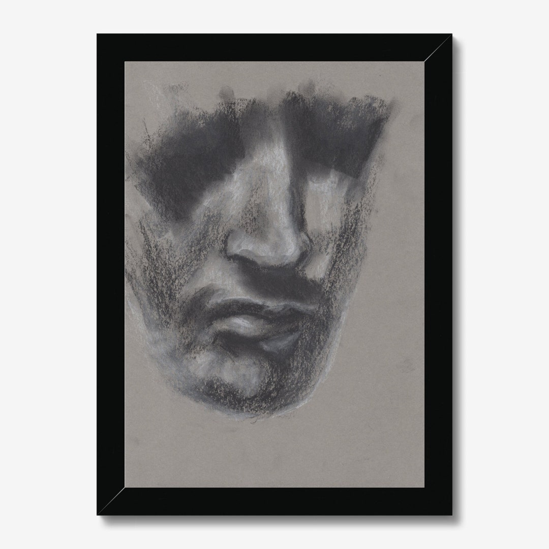 Study of a Male Face Original Portrait Drawing Done Using - Etsy