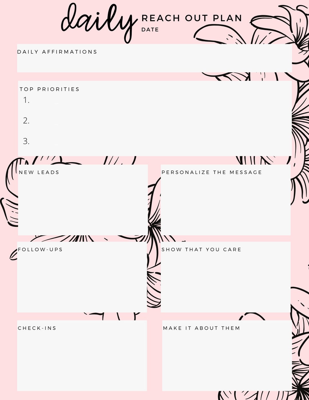 Daily Reach Out Plan for Entrepreneurs, Direct Marketing, Client ...