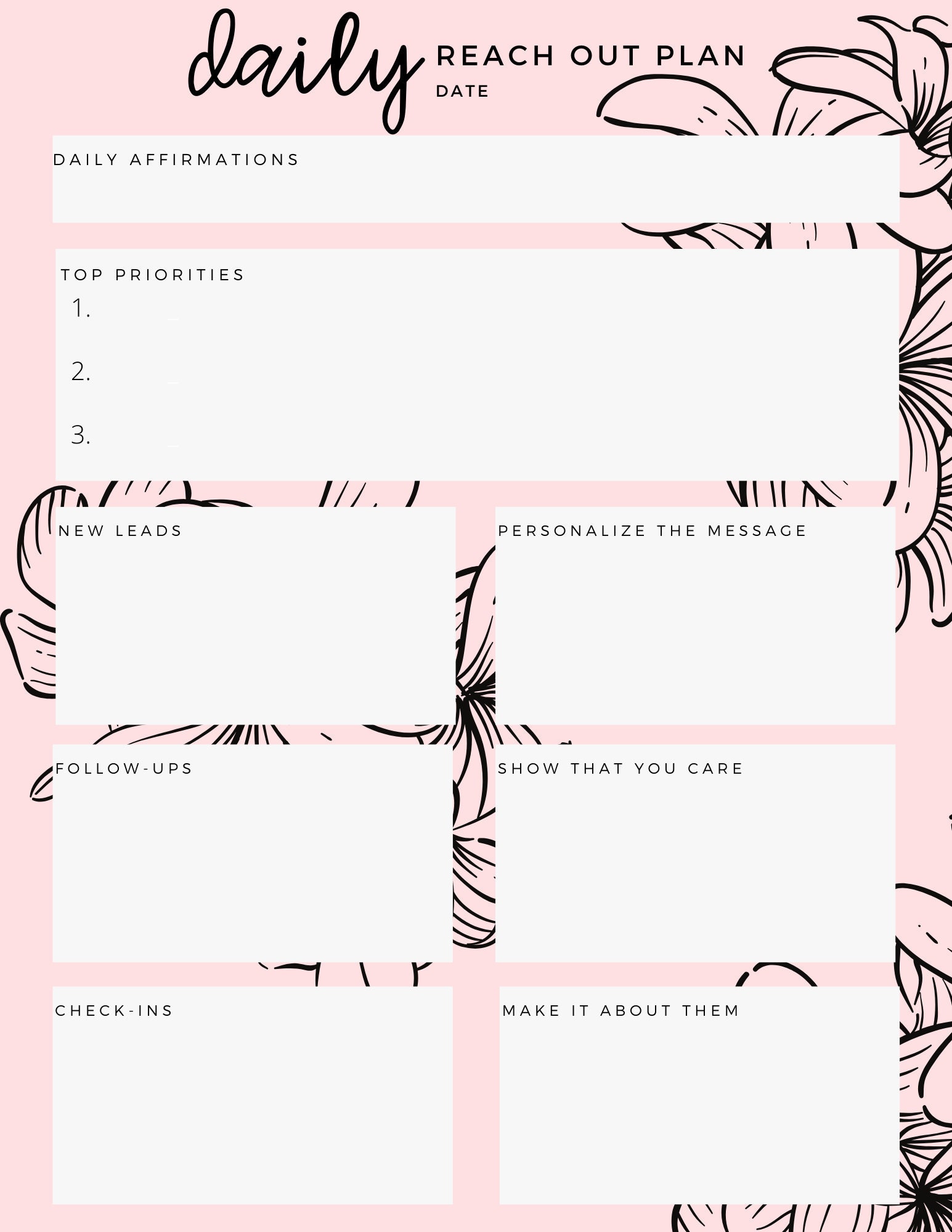 Daily Reach Out Plan for Entrepreneurs, Direct Marketing, Client ...