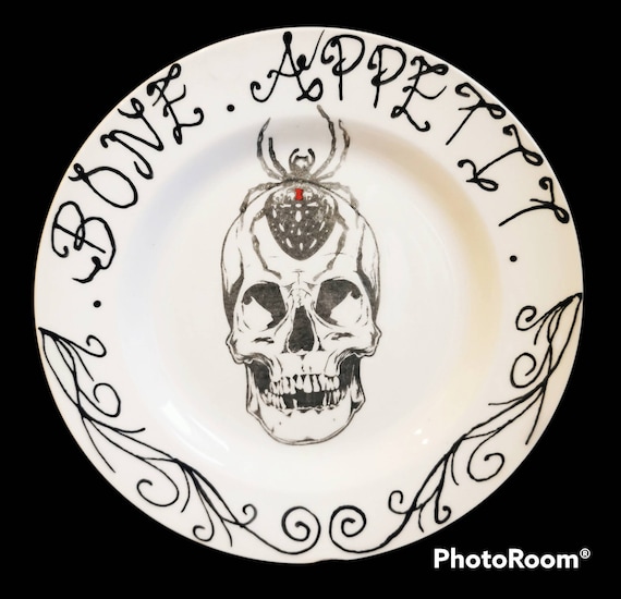 Gothic Plate Plates Skull Gifts Skull Plate Valentines | Etsy