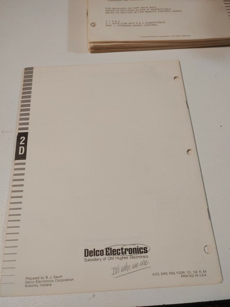 Vintage Original 1989 Delco Radio 2000 Series Service Manual 27D-1989 ...