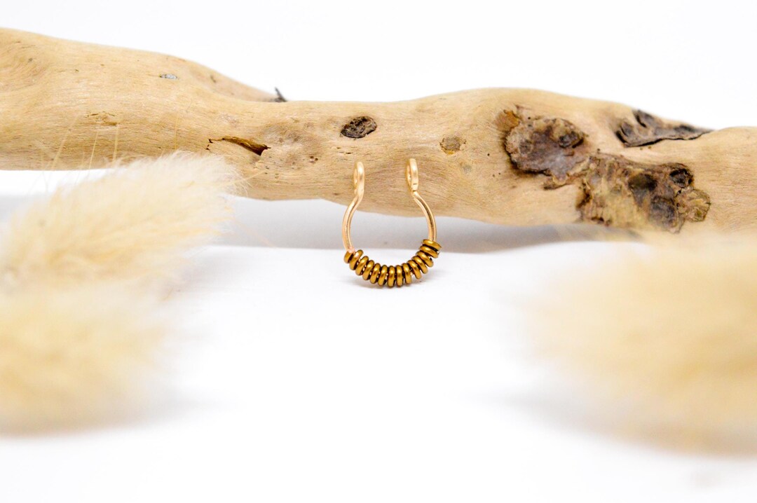 FAKE Septum Piercing, 12 Carat Gold Filled, Bronze Copper, Pinch Nose ...