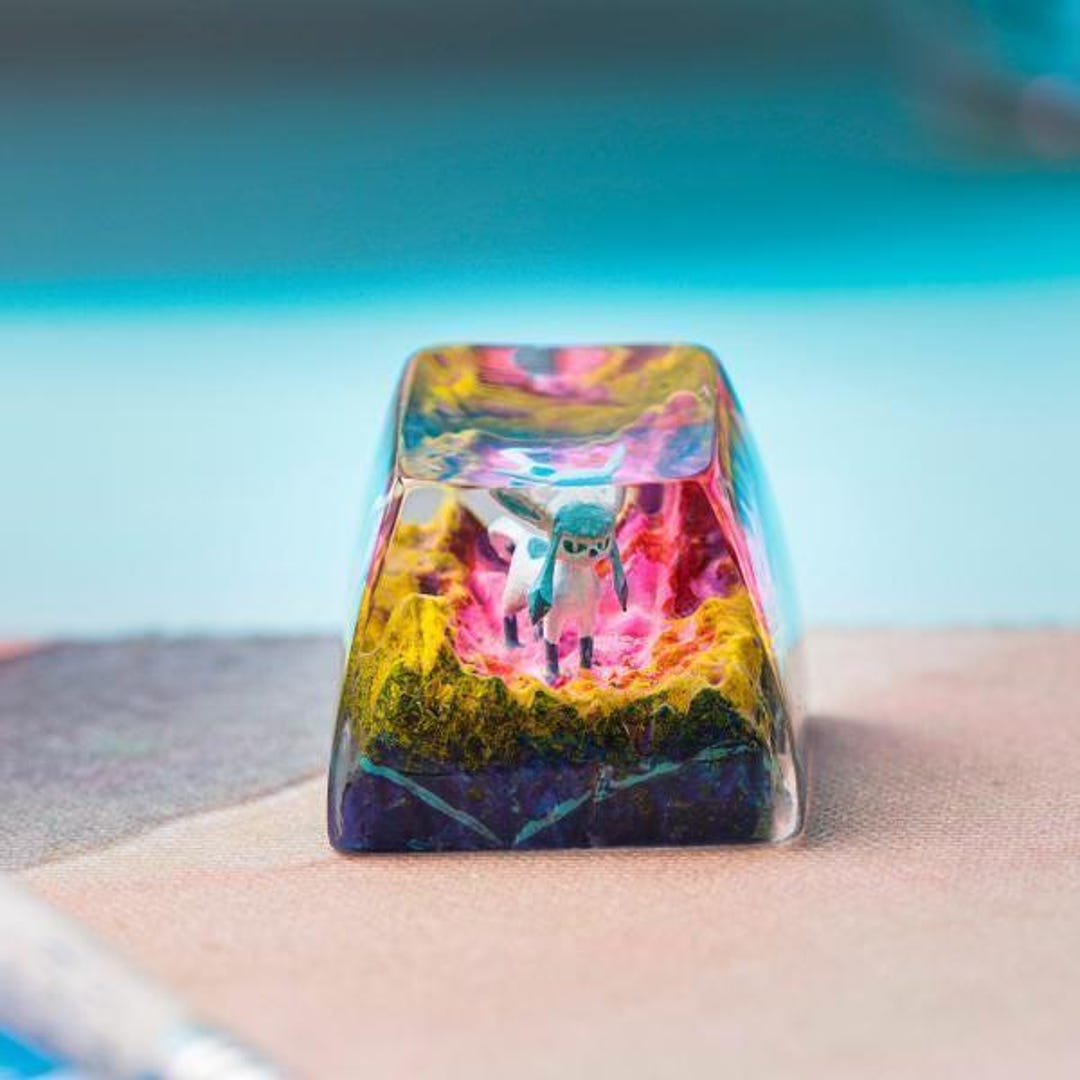 Glaceon Pokemon Artisan Keycap, Custom Resin Keycap for Mechanical ...