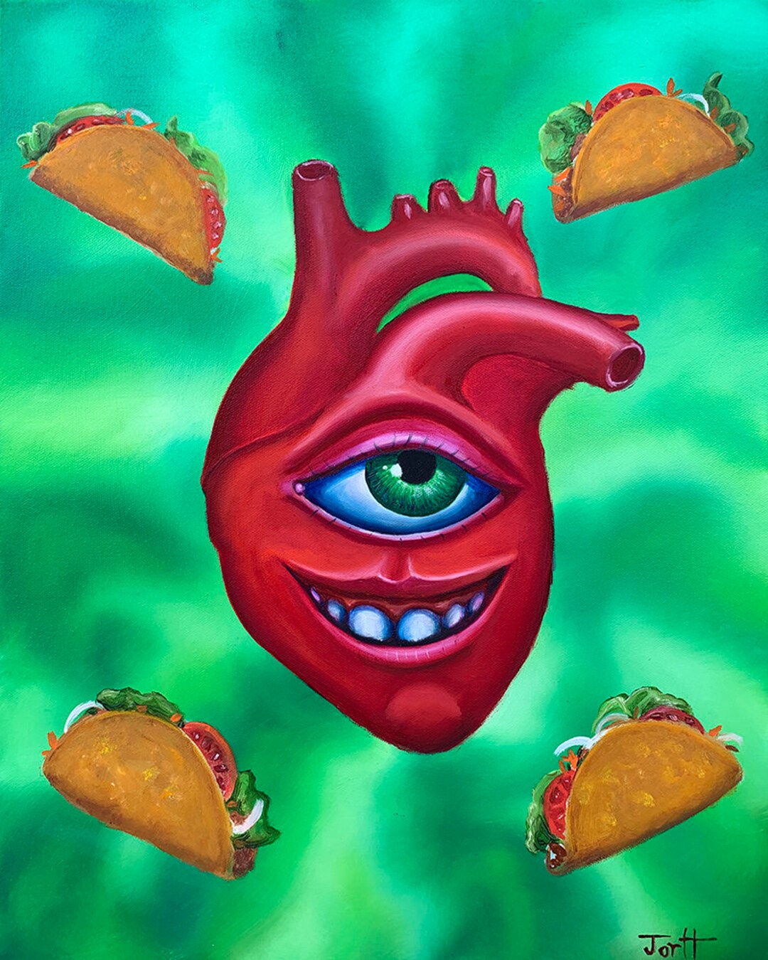 Original Oil Painting Taco Heart - Etsy