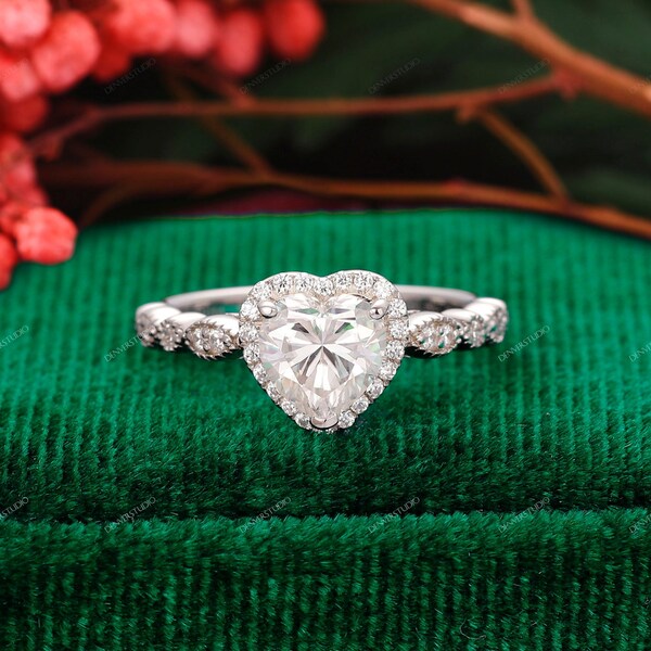 Diamond Heart Shaped Engagement Ring - Etsy