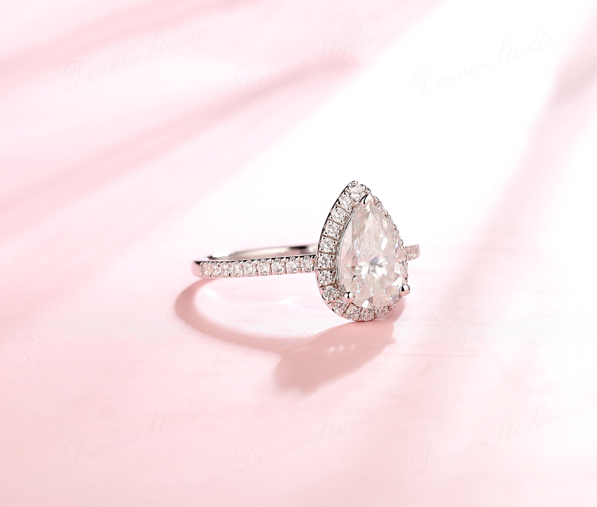 Anillo de boda de diamantes en forma de lágrima anillo de | Etsy