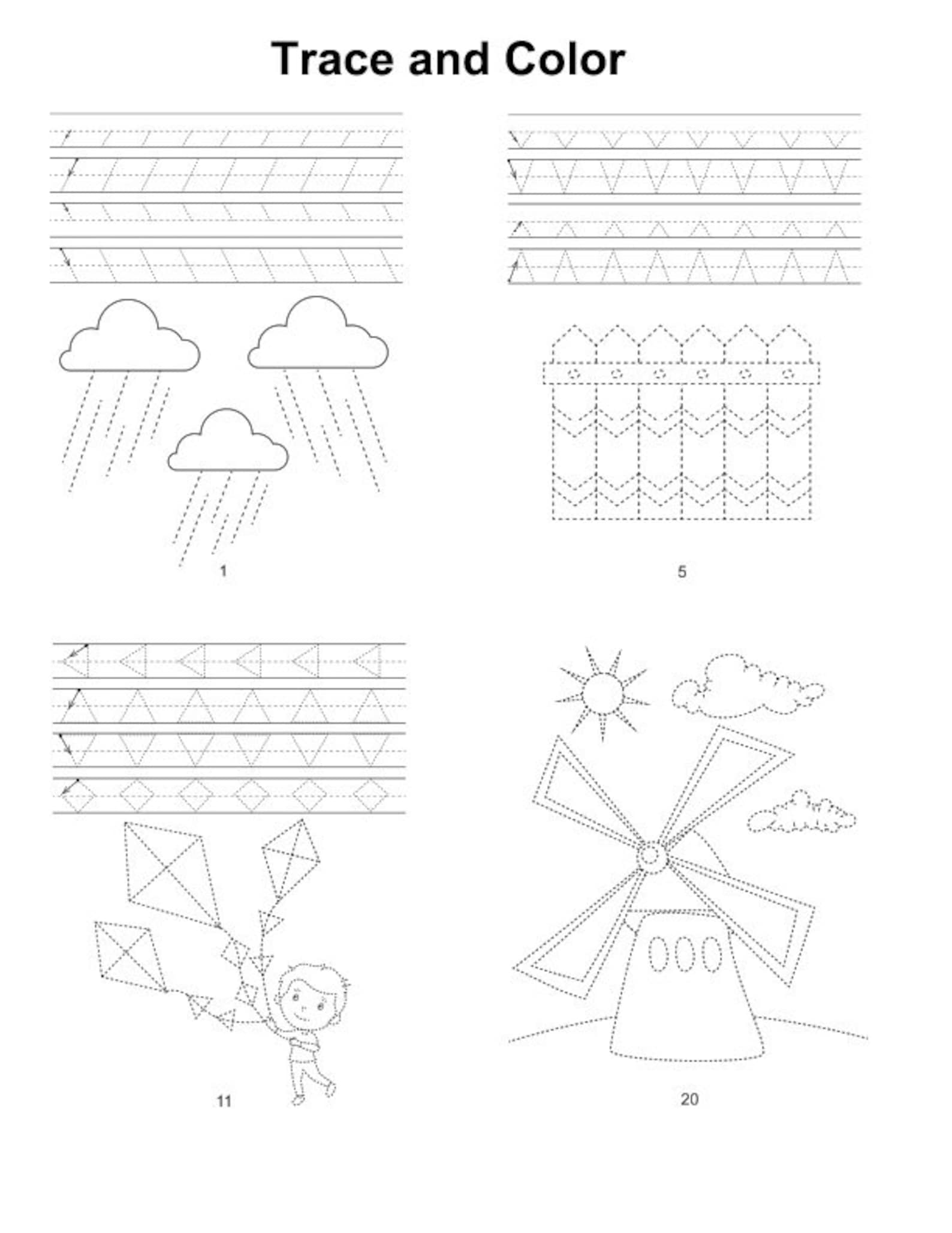 Trace and Color, Coloring Workbook, Preschool Workbook, Kids 2 - 5 ...