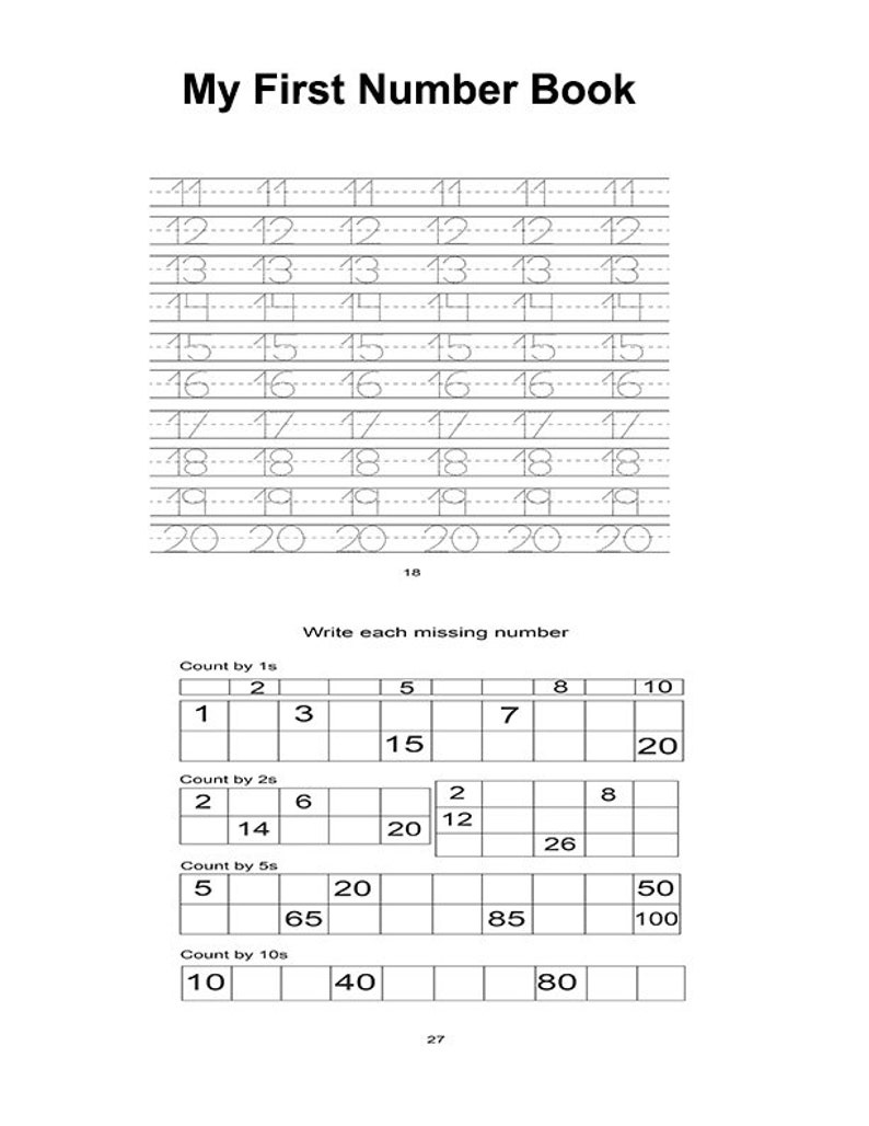 My First Number Book, Number Workbook, Kindergarten Workbook, Preschool ...