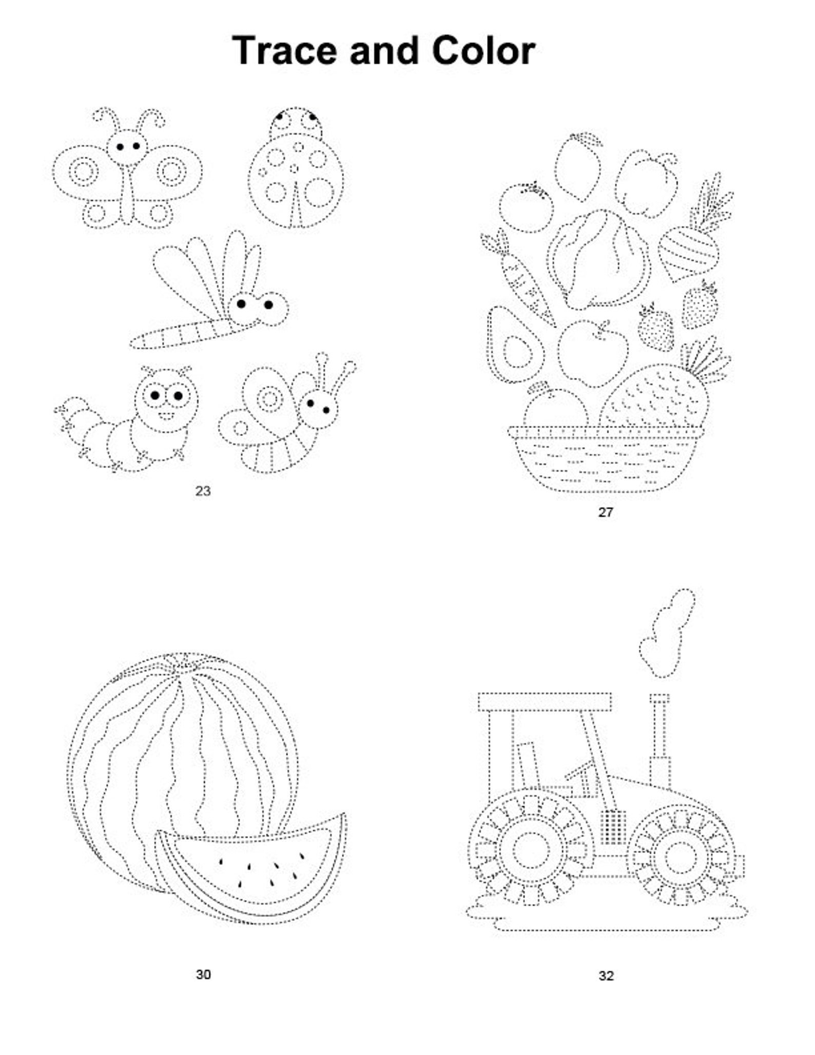 Trace and Color, Coloring Workbook, Preschool Workbook, Kids 2 - 5 ...