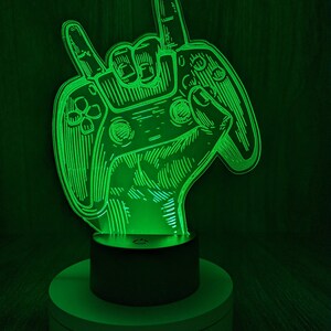 Gamer LED Acrylic Sign, Laser Engraved LED Game Controller Acrylic Sign ...