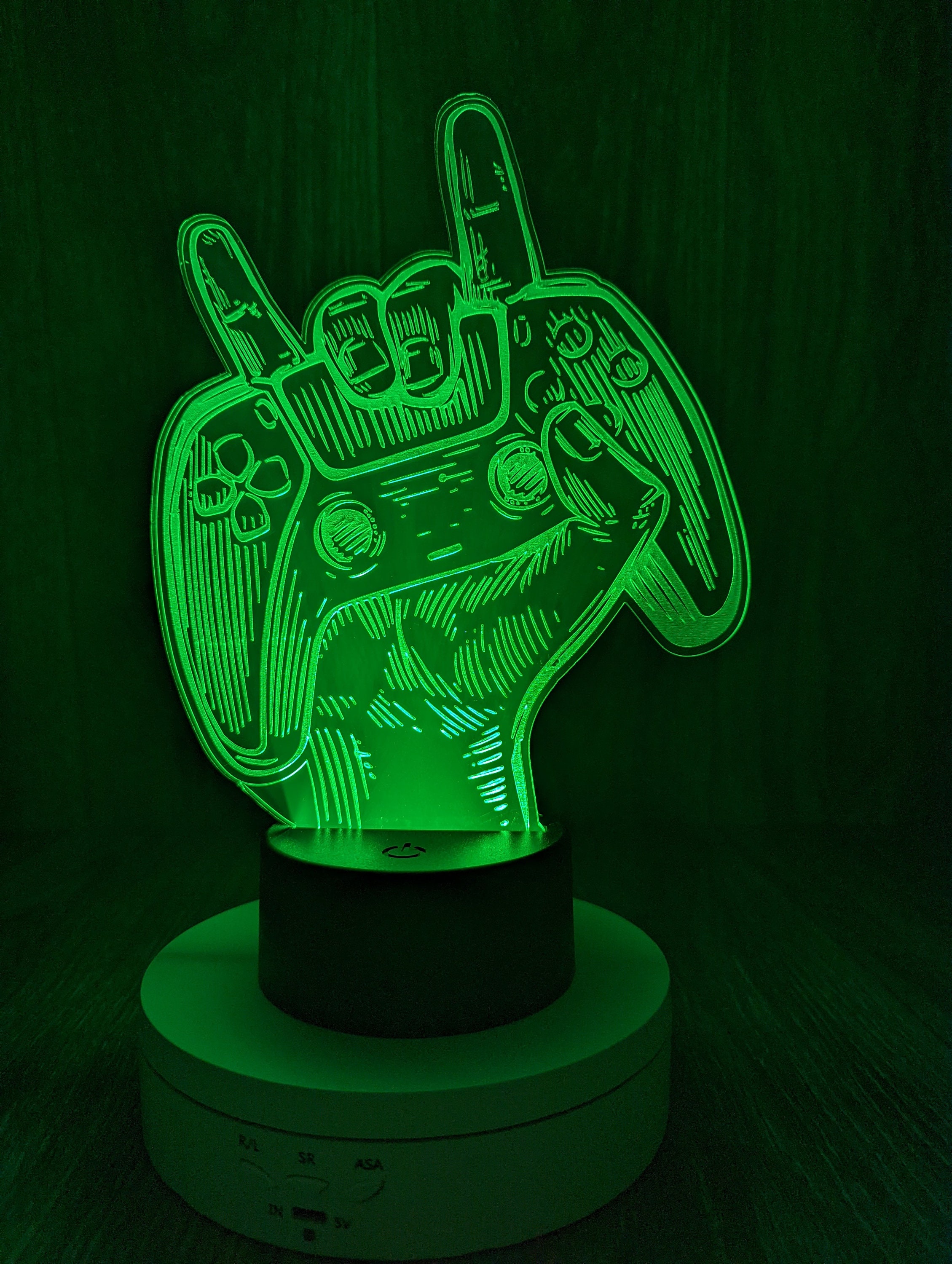 Gamer LED Acrylic Sign, Laser Engraved LED Game Controller Acrylic Sign ...