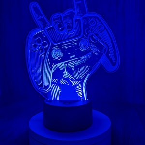 Gamer LED Acrylic Sign, Laser Engraved LED Game Controller Acrylic Sign ...