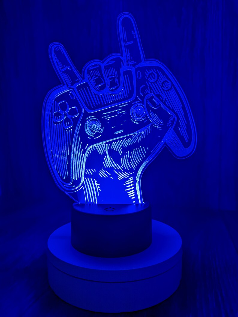 Gamer LED Acrylic Sign, Laser Engraved LED Game Controller Acrylic Sign ...