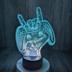 Gamer LED Acrylic Sign, Laser Engraved LED Game Controller Acrylic Sign ...