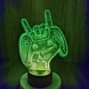 Gamer LED Acrylic Sign, Laser Engraved LED Game Controller Acrylic Sign ...