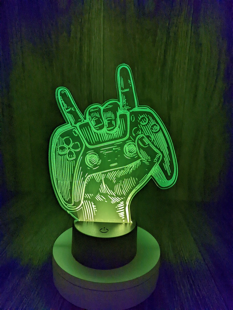 Gamer LED Acrylic Sign, Laser Engraved LED Game Controller Acrylic Sign ...