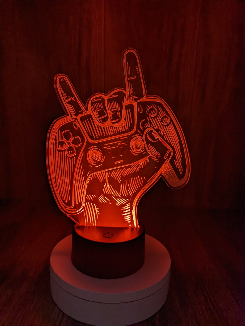 Gamer LED Acrylic Sign, Laser Engraved LED Game Controller Acrylic Sign ...