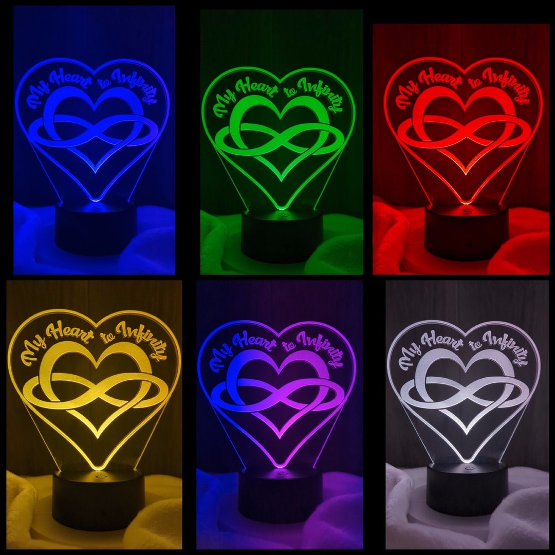 Heart Acrylic LED Night Light Lamp, Valentine Room Decor, Wedding ...