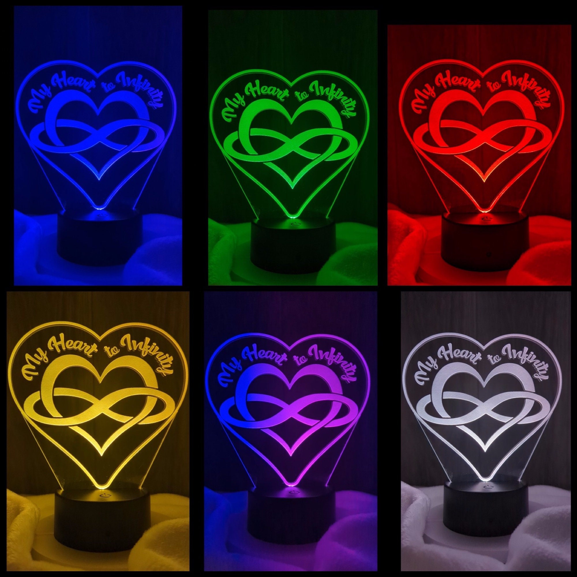 Heart Acrylic LED Night Light Lamp, Valentine Room Decor, Wedding ...