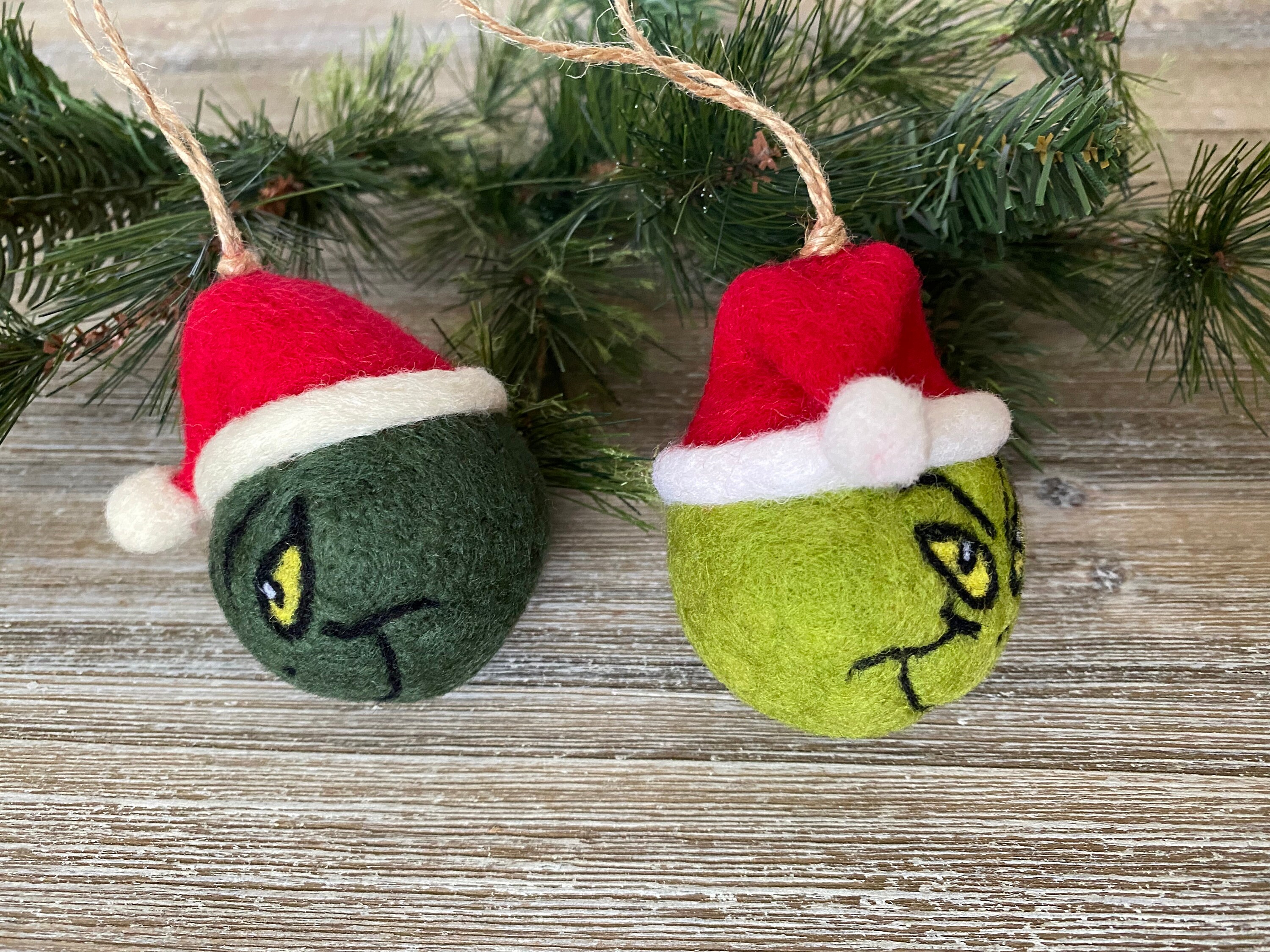 Needle Felting Christmas Tree Ornament, Felting Grinch Ball Christmas ...