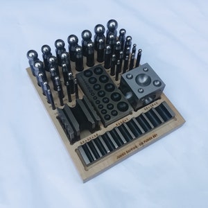 41 Piece Steel Dapping Doming Punch Block Set & Wooden Base Jewelry ...