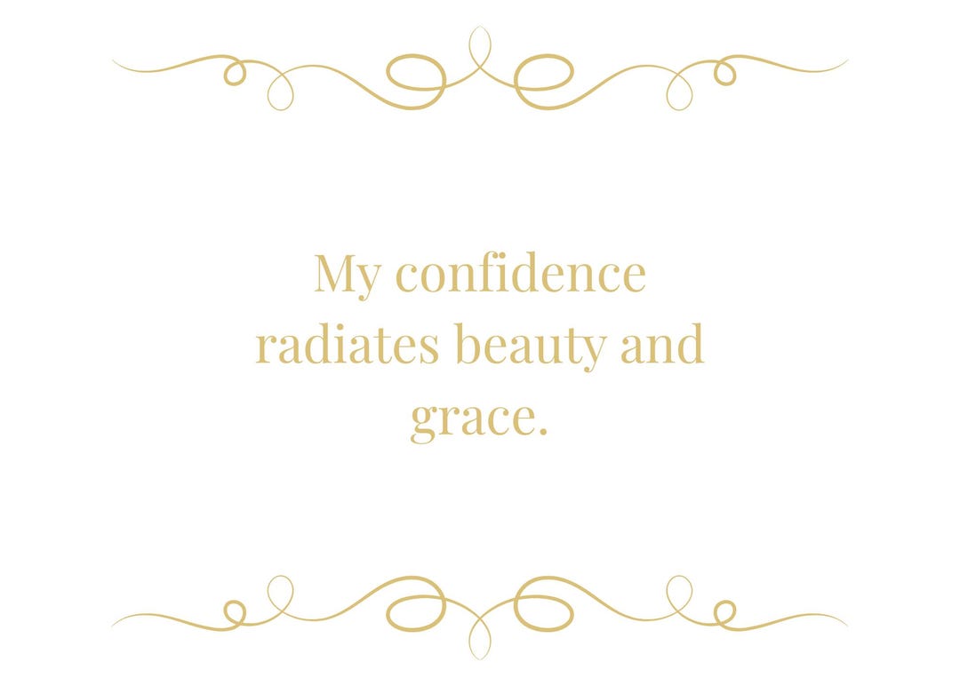 Elegant Positive Affirmations - Printable Set of 7 | Gold Script With ...