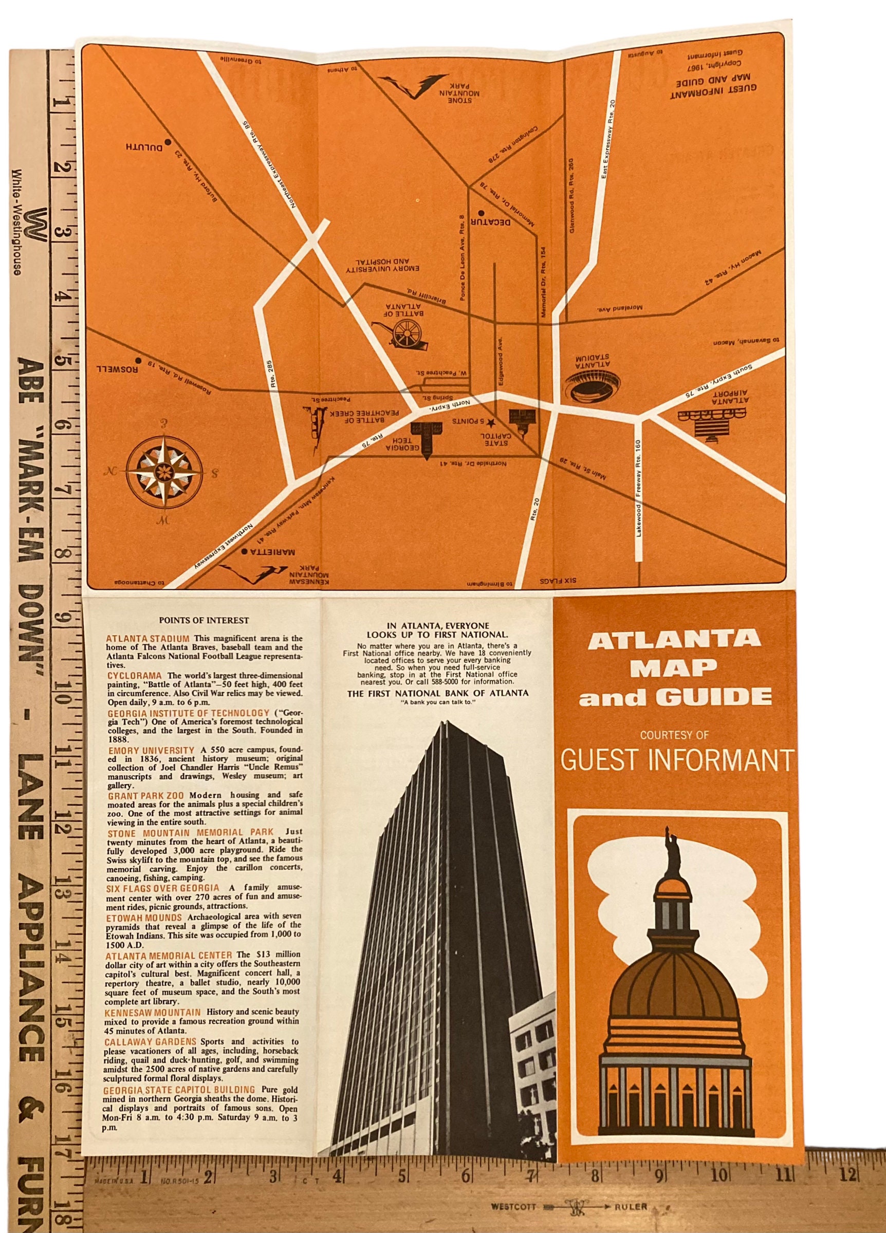 1970s Atlanta Map and Guide Souvenir Travel Guide Brochure Bottom of ...